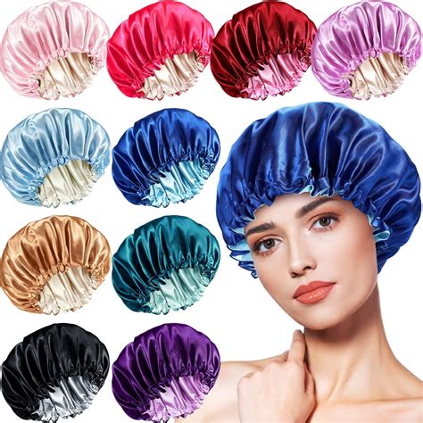 Syhood 6 Pieces Sleep Cap Satin Bonnet Sleeping Hat Soft