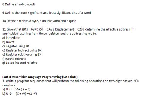 solved 8 ﻿define an n bit word9 ﻿define the most