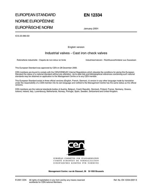 En 12334 Check Valves Ci Pdf Valve Pipe Fluid Conveyance