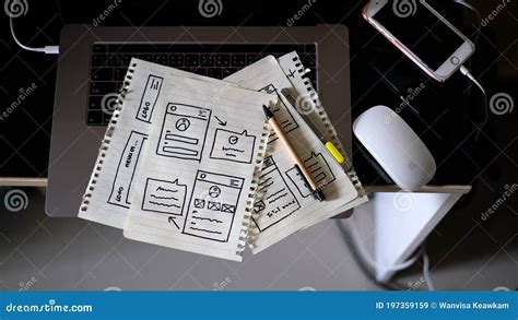 Website Design Wireframe Examples Of Web Stock Image Image Of Mockup Multimedia