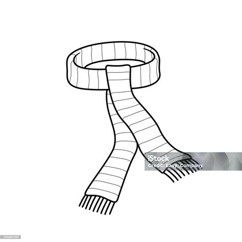 아이 색칠 공부 책을 위한 흰색 배경에 고립 된 스카프의 벡터 그림입니다 목에 대한 스톡 벡터 아트 및 기타 이미지 목 스카프 직물 Istock