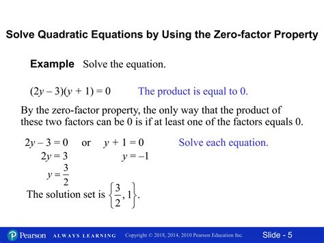 Section 136 Solving Quadratic Equations Using The Zero Factor Property