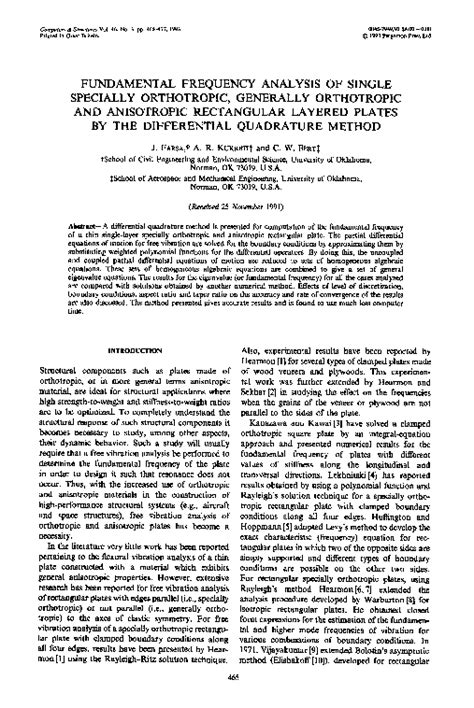Pdf Fundamental Frequency Analysis Of Single Specially Orthotropic Generally Orthotropic And