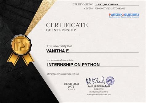 Vanitha E On Linkedin Successfully Completed Internship On Python