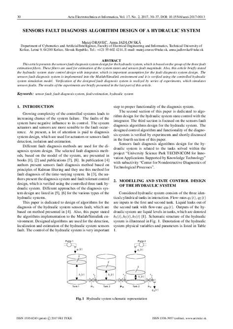 pdf sensors fault diagnosis algorithm design of a hydraulic system