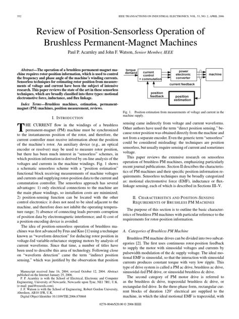 1 Review Of Position Sensorless Operation Of Brushless Permanent