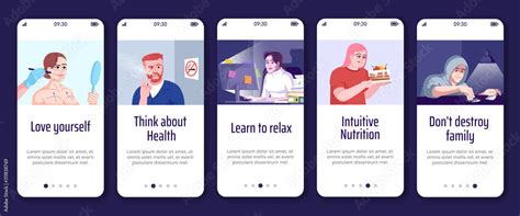 Addiction Overcoming Onboarding Mobile App Screen Vector Template Help