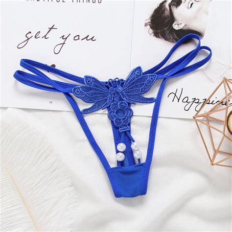 Sexy Lingerie Butterfly Beading G String Girls Open Crotch Underwear