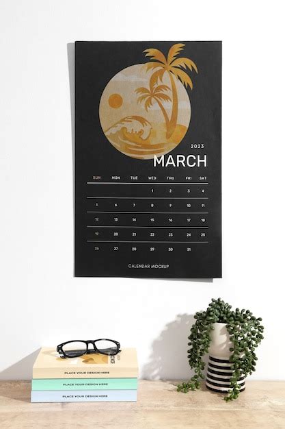 Premium Psd Wall Hanging Calendar Mock Up Design