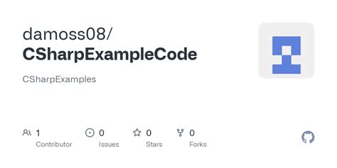 Github Damoss08csharpexamplecode Csharpexamples