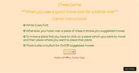 Chess Game Codesandbox