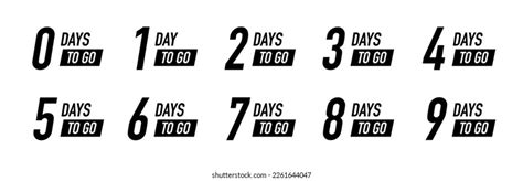 Days Go Timer Symbol Set Black Vetor Stock Livre De Direitos