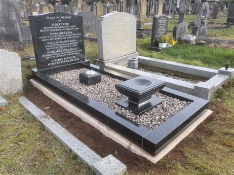 Double Heart Black Polished Granite Headstone By Northern
