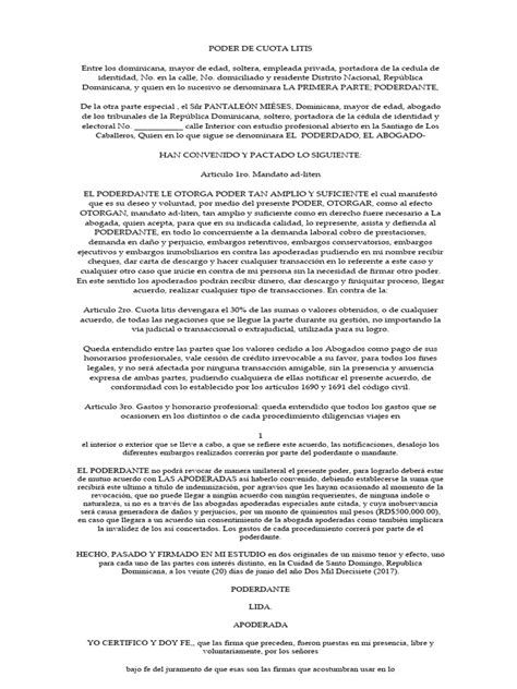 Cuota Litis Descargar Gratis Pdf República Dominicana Abogado