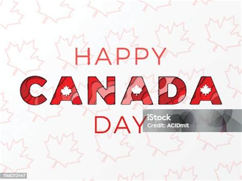 행복 한 캐나다 일 배너 디자인 레이아웃 종이 컷 다채로운 레이어 텍스트입니다 인사말 카드 포스터 초대장 브로셔에 대한 벡터 일러스트레이션 3차원 형태에 대한 스톡 벡터