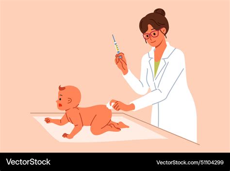 Woman Pediatrician Gives Injection In Butt Vector Image