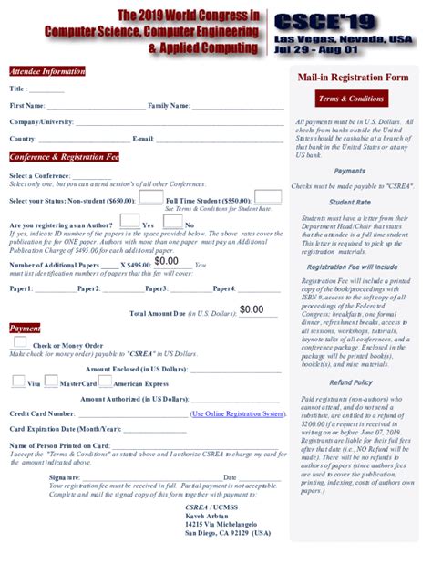 Fillable Online Csce18 Registration Form Fax Email Print Pdffiller