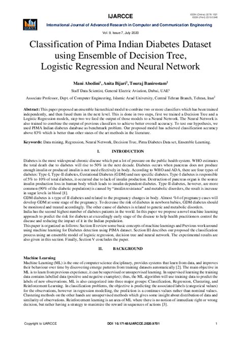 Pdf Classification Of Pima Indian Diabetes Dataset Using Ensemble Of