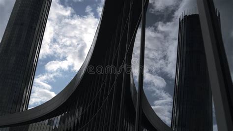 Modern Building With Glass Windows And Reflection Stock Footage Stock