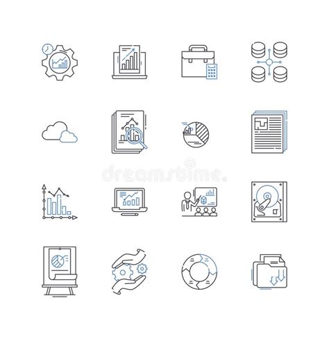 Strategy Business Line Icons Collection Planning Analysis