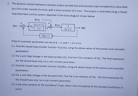 Solved 2 The Dynamic Relation Between A Process Output