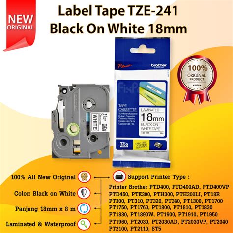Jual Label Tape Original Brother Tze 241 Tze 241 Casette Laminated 18mm