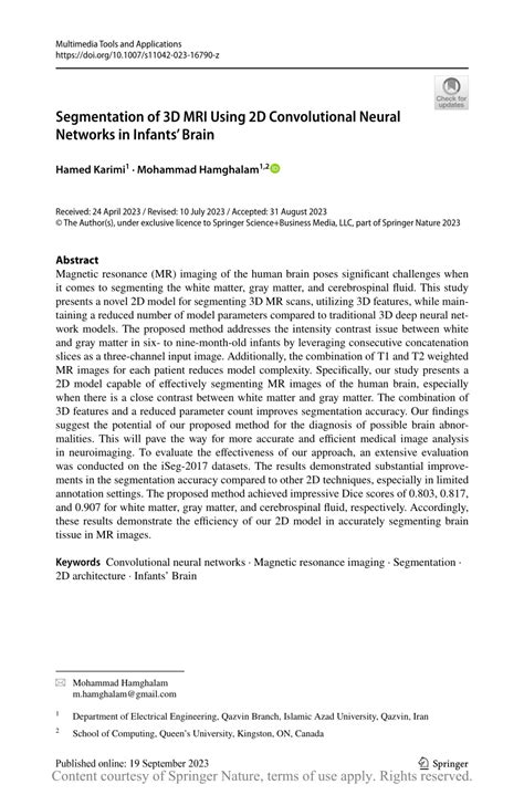 Segmentation Of 3d Mri Using 2d Convolutional Neural Networks In Infants Brain