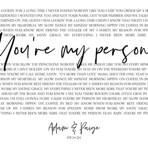 Song Lyrics Wall Art Custom Song Lyric Print Wedding Song Lyrics