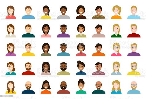 피플 아바타 아이콘 세트 소셜 네트워크에 대한 다양한 얼굴 프로필 벡터 추상 일러스트레이션 다양에 대한 스톡 벡터 아트 및 기타 이미지 Istock