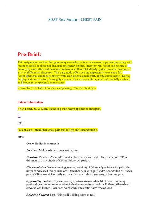 Soap Note Format Chest Pain Soap Note Format Chest Pain Stuvia Uk