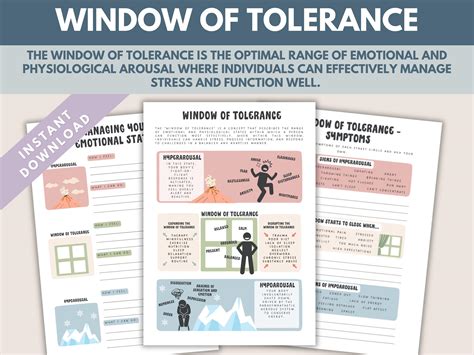 Window Of Tolerance Worksheets Arousal States Fight Or Flight Emotional Regulation Therapy