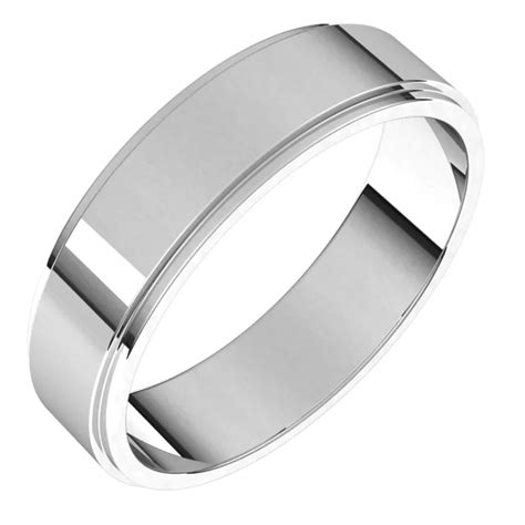 Stepped Edge Flat Wedding Band For Women