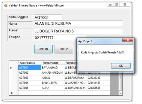 Validasi Primary Key Ganda Pada Vb Net Belajar Vb 60 Dan Belajar Vb Net