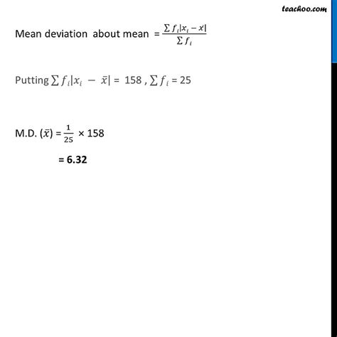 Ex Find Mean Deviation About Mean Xi Fi