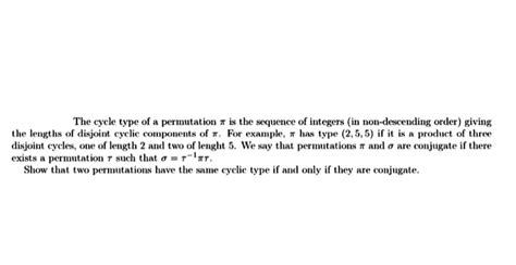 Solved The Cycle Type Of A Permutation Is The Sequence Of
