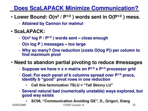 Cs 267 Dense Linear Algebra Parallel Gaussian Elimination Ppt Download