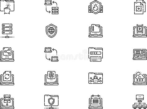 Computer Functions Icons Collection Is A Vector Illustration With Editable Stroke Stock Vector