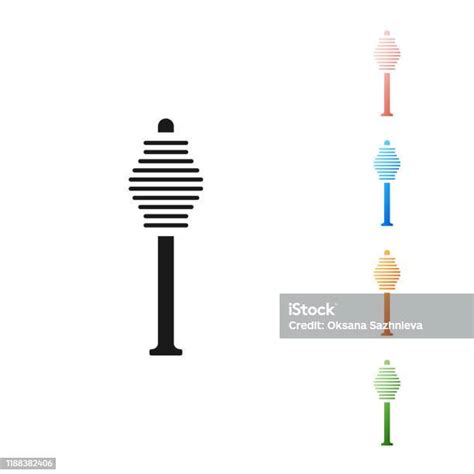 흰색 배경에 격리 된 검은 꿀 디퍼 스틱 아이콘입니다 꿀 국자 다채로운 아이콘을 설정합니다 벡터 일러스트레이션 0명에 대한 스톡