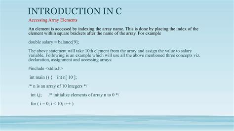 Programming In C Arrays Ppt