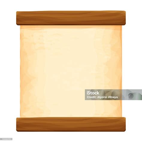 흰색 배경에 고립 된 만화 스타일의 양피지 종이나무 판자 프레임 중세 패널 메뉴 빈 Gui 자산 간판 벡터 일러스트레이션 건설 프레임에 대한 스톡 벡터 아트 및 기타 이미지