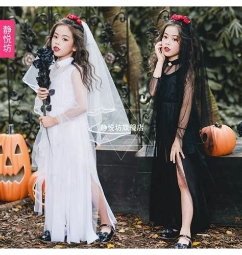 유령신부 할로윈 파티 주니어 코스튬 여아 마녀 여자 뱀파이어 의상 소녀 다크 엔젤 사악한 악마 신부 롱 티몬