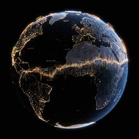 Global Stock Market Data Visualization On Earth At Night Stock Illustration Illustration Of