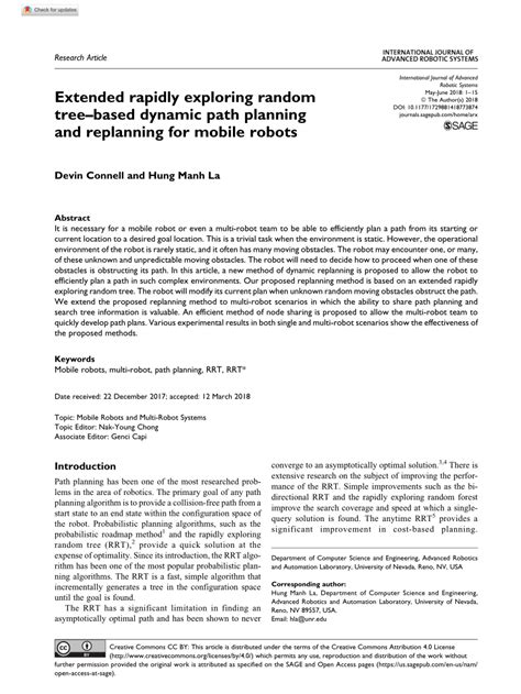 PDF Extended Rapidly Exploring Random Treebased Dynamic Path Planning And Replanning For