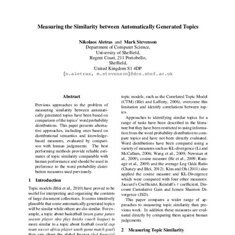 Measuring The Similarity Between Automatically Generated Topics Acl
