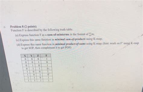Solved O Problem 8 2 Points Function F Is Described By The