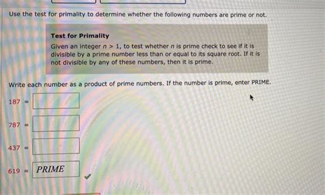Solved Use The Test For Primality To Determine Whether The