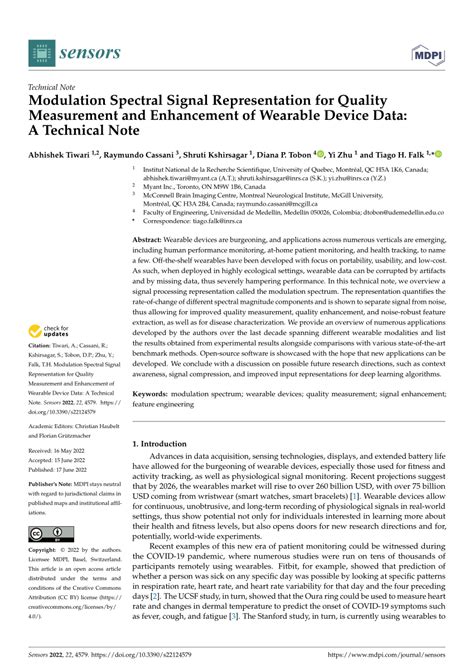 Pdf Modulation Spectral Signal Representation For Quality Measurement