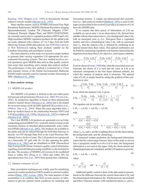 Pdf Optimal Interpolation Analysis Of Leaf Area Index Using Modis