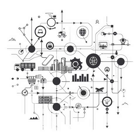 A Complex Network Of Interconnected Circles And Lines Representing Global Logistics And Supply