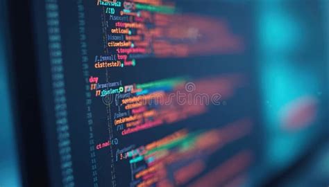 Close Up Computer Screen Displays Complex Source Code Vivid Colors Highlight Programming